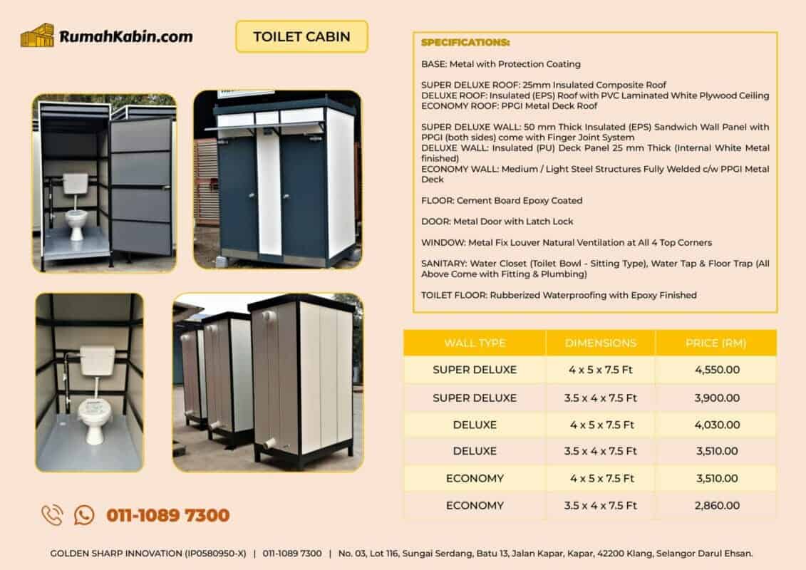 Toilet Portable Cabin | Deluxe – Insulated White Deck Panel Wall – 100% ...